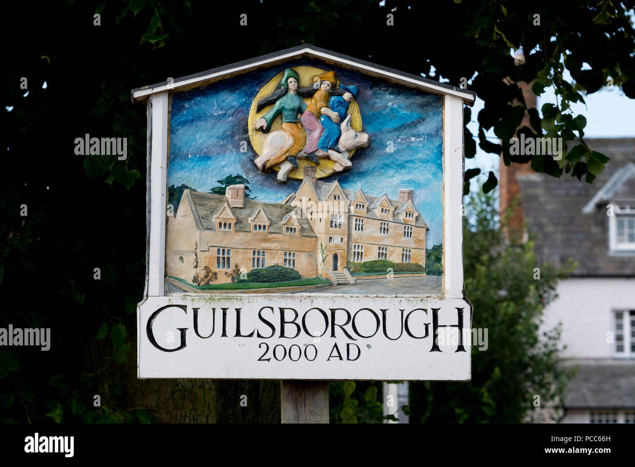 Guilsborough village sign, Northamptonshire, England, UK Stock Photo ...