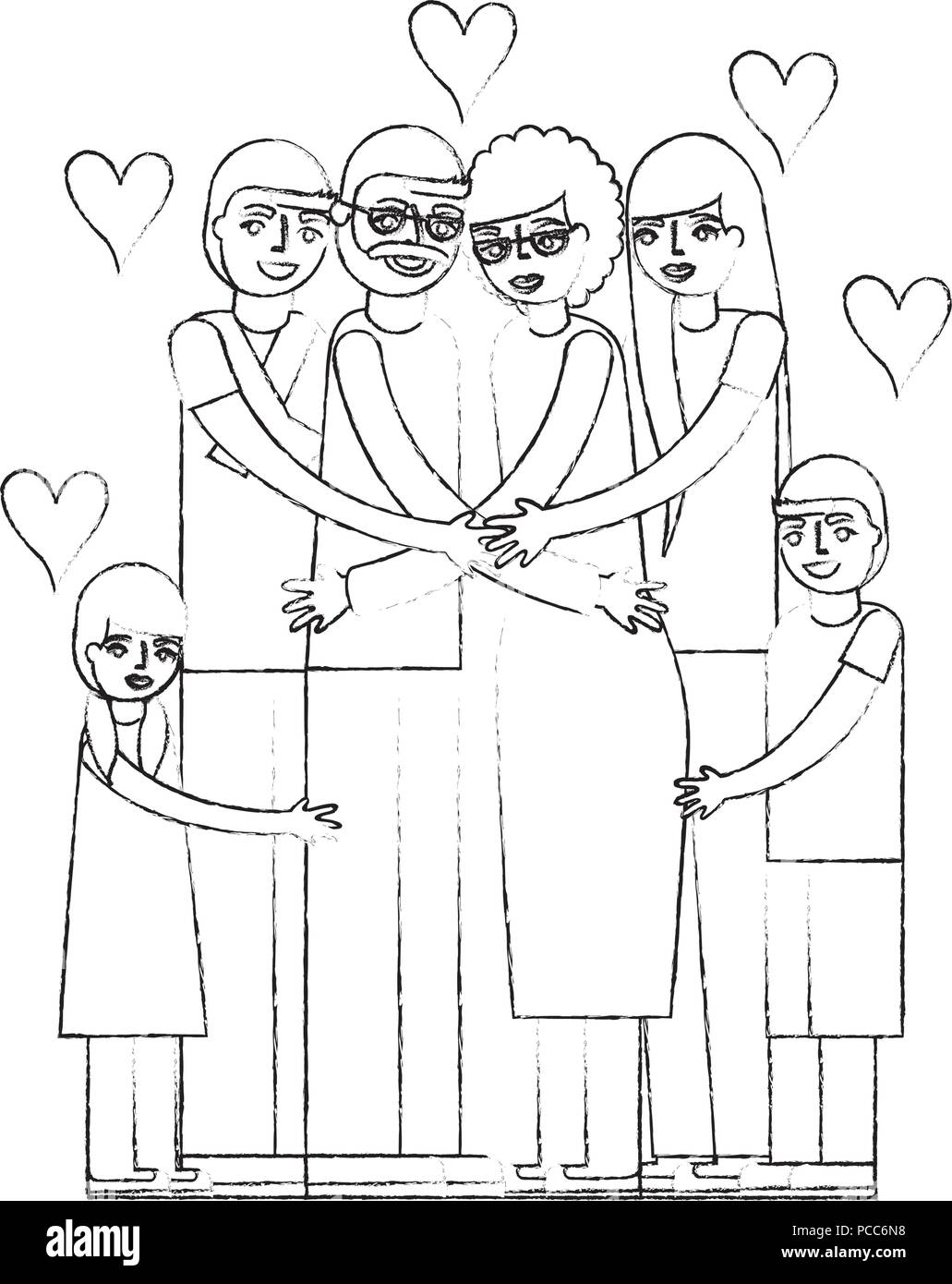 Couple Embrace Drawing