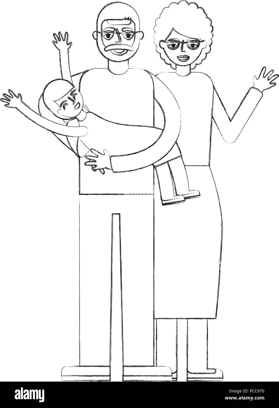 Grandchildren grandparents Black and White Stock Photos & Images - Alamy