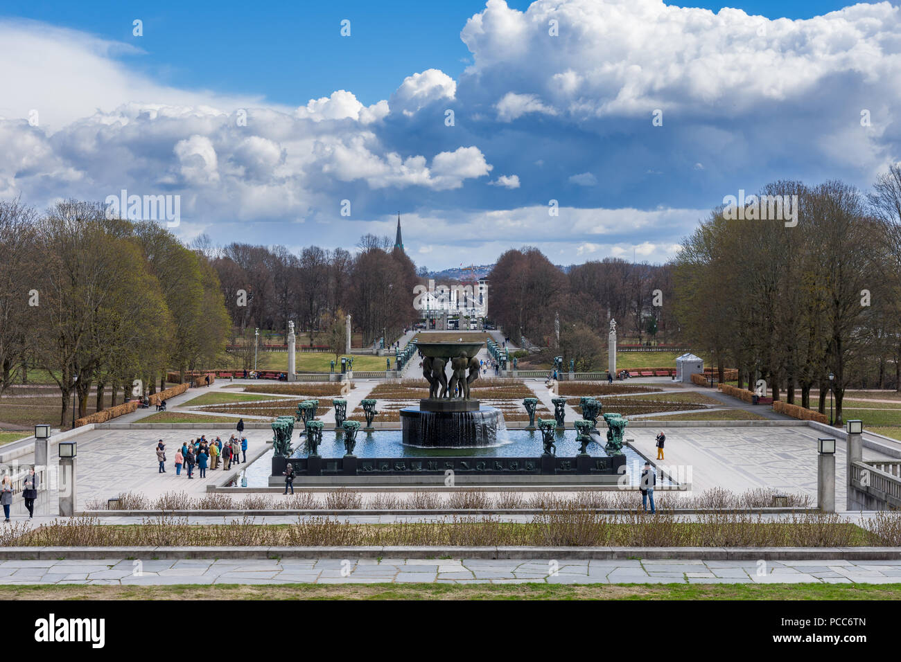 Tourists visit the famous Vigeland park in Oslo, the park hosts ...