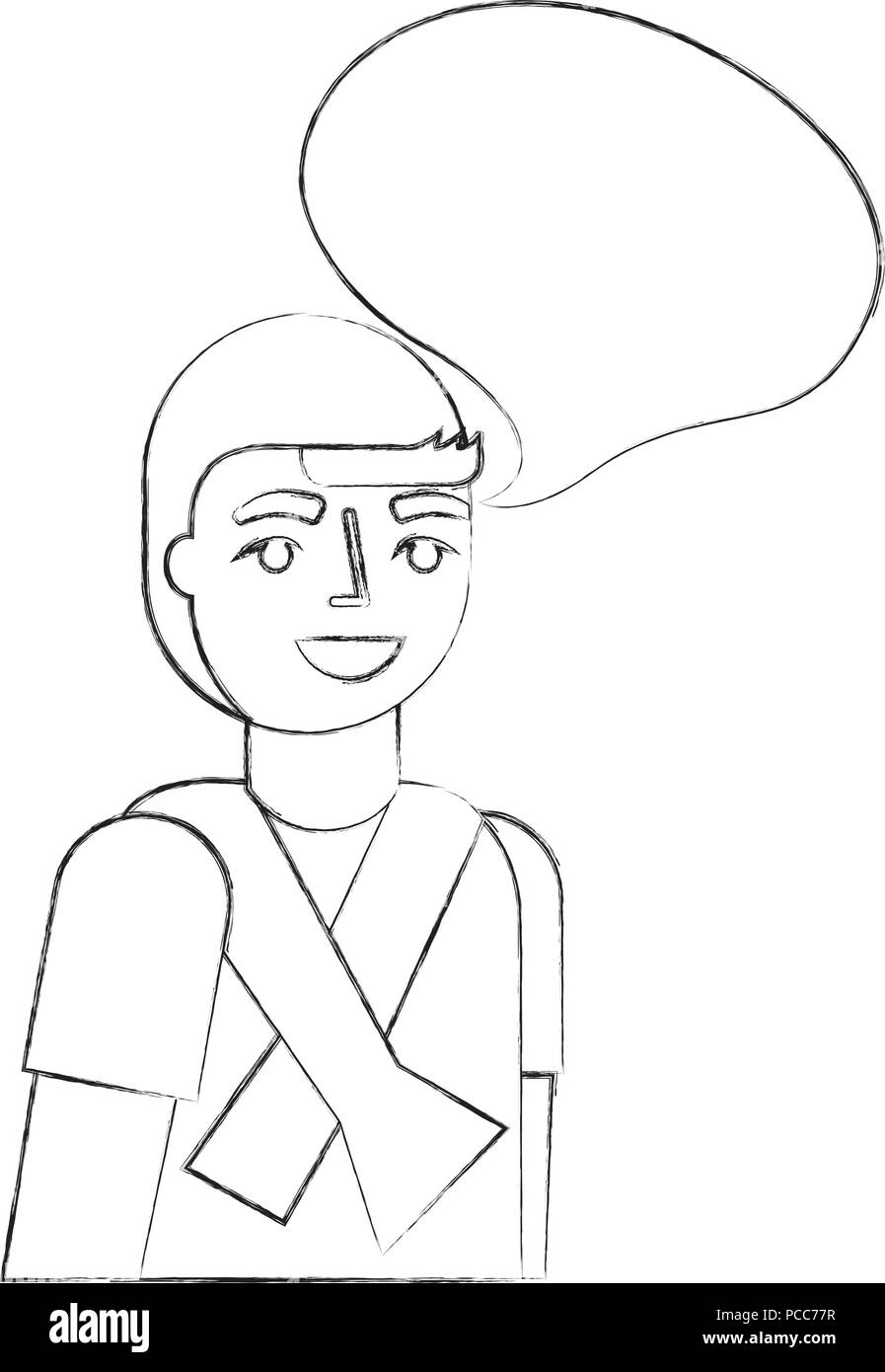 portrait cartoon man character talk bubble vector illustration hand ...