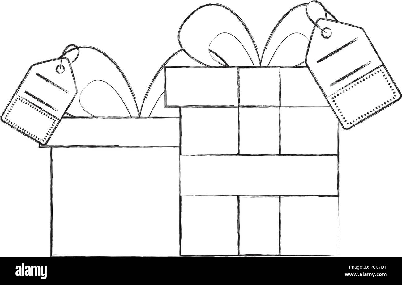 gift boxes shopping price tag commerce vector illustration hand drawing ...