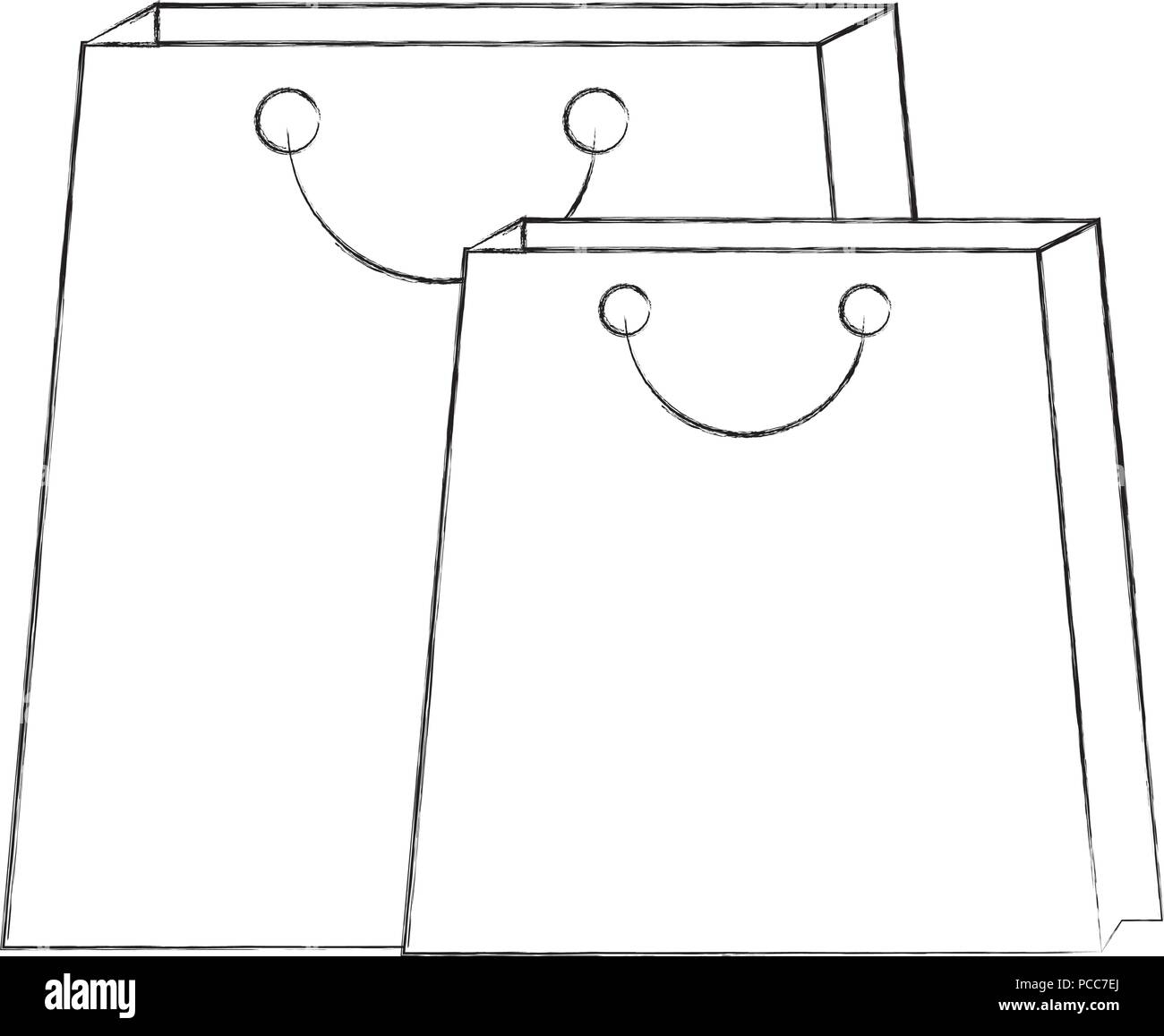 shopping bags commerce market image vector illustration hand drawing ...