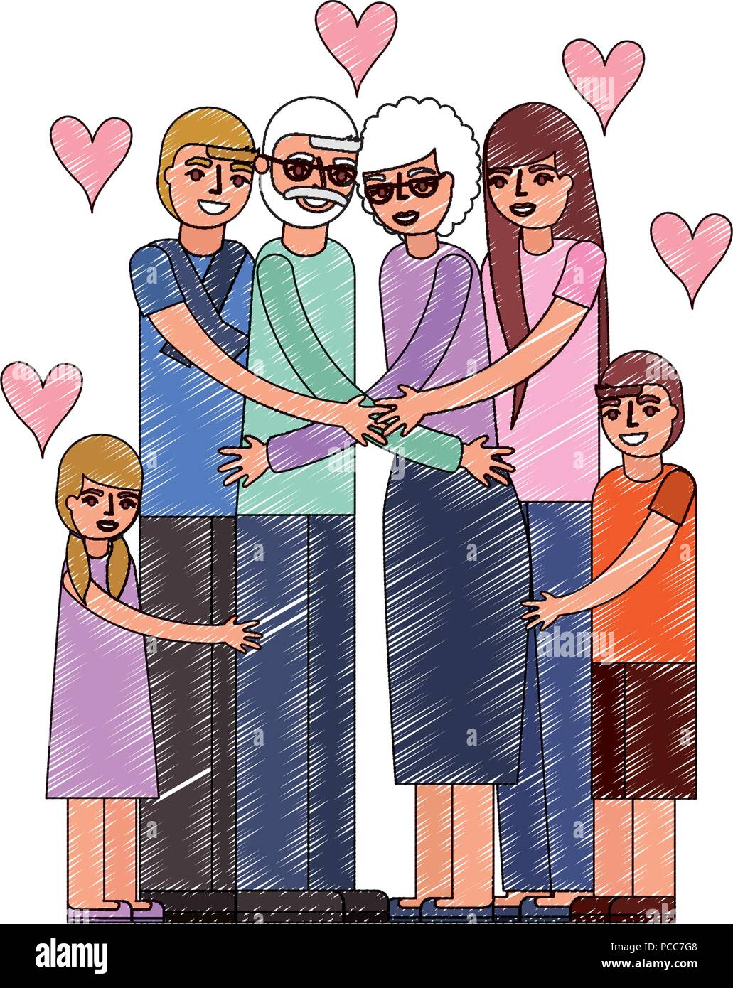 Grandmother hugging granddaughter Stock Vector Images - Alamy