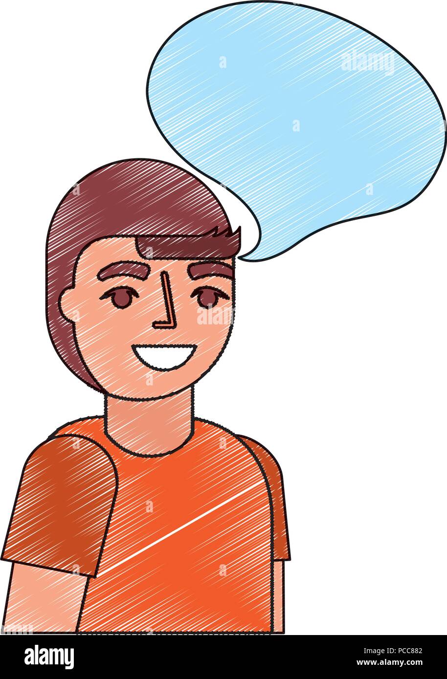 young boy portrait talk bubble vector illustration drawing Stock Vector ...