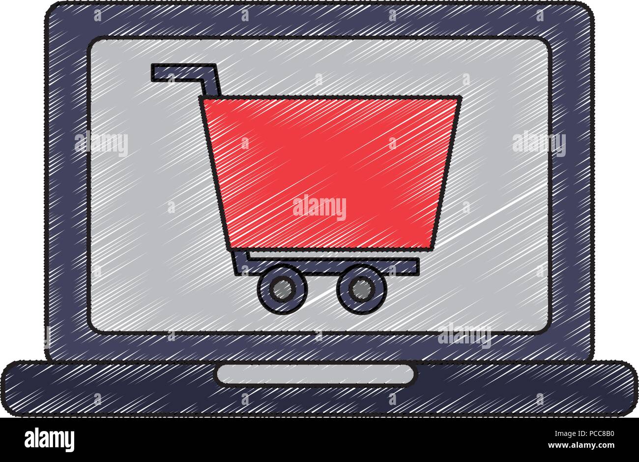 laptop computer shopping cart ecommerce online vector illustration ...