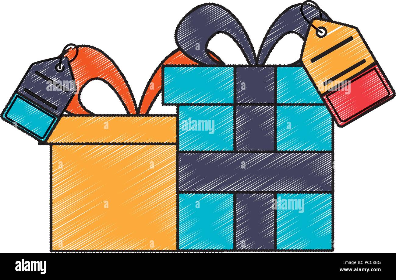 gift boxes shopping price tag commerce vector illustration drawing ...