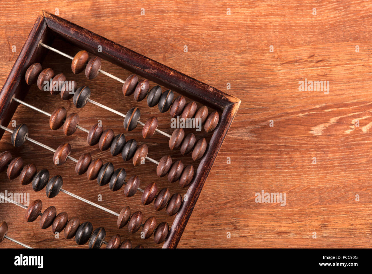 antique abacus on a wooden table as a background close up Stock Photo ...