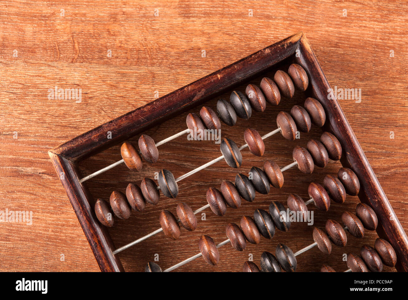 antique abacus on a wooden table as a background close up Stock Photo ...
