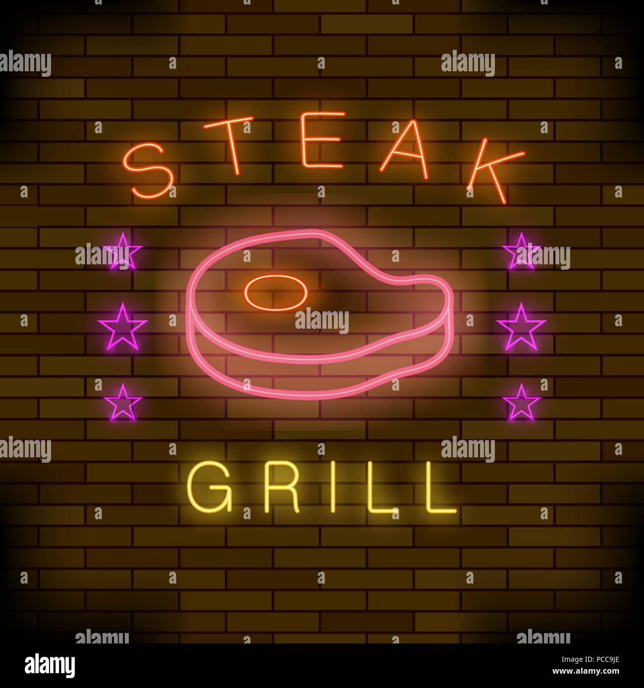 Steak House Neon Colorful Sign Stock Vector Image & Art - Alamy