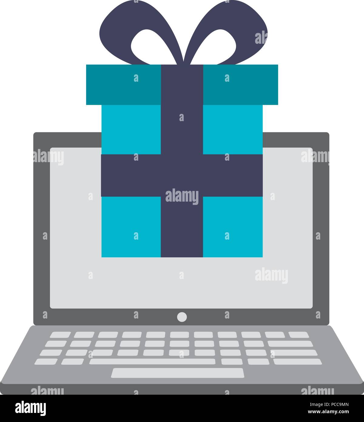 laptop computer gift box buy online vector illustration Stock Vector ...