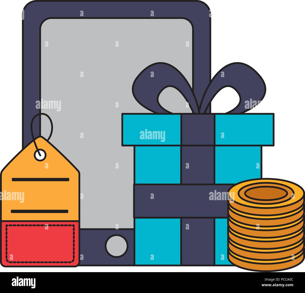 smartphone gift money price tag vector illustration Stock Vector Image ...