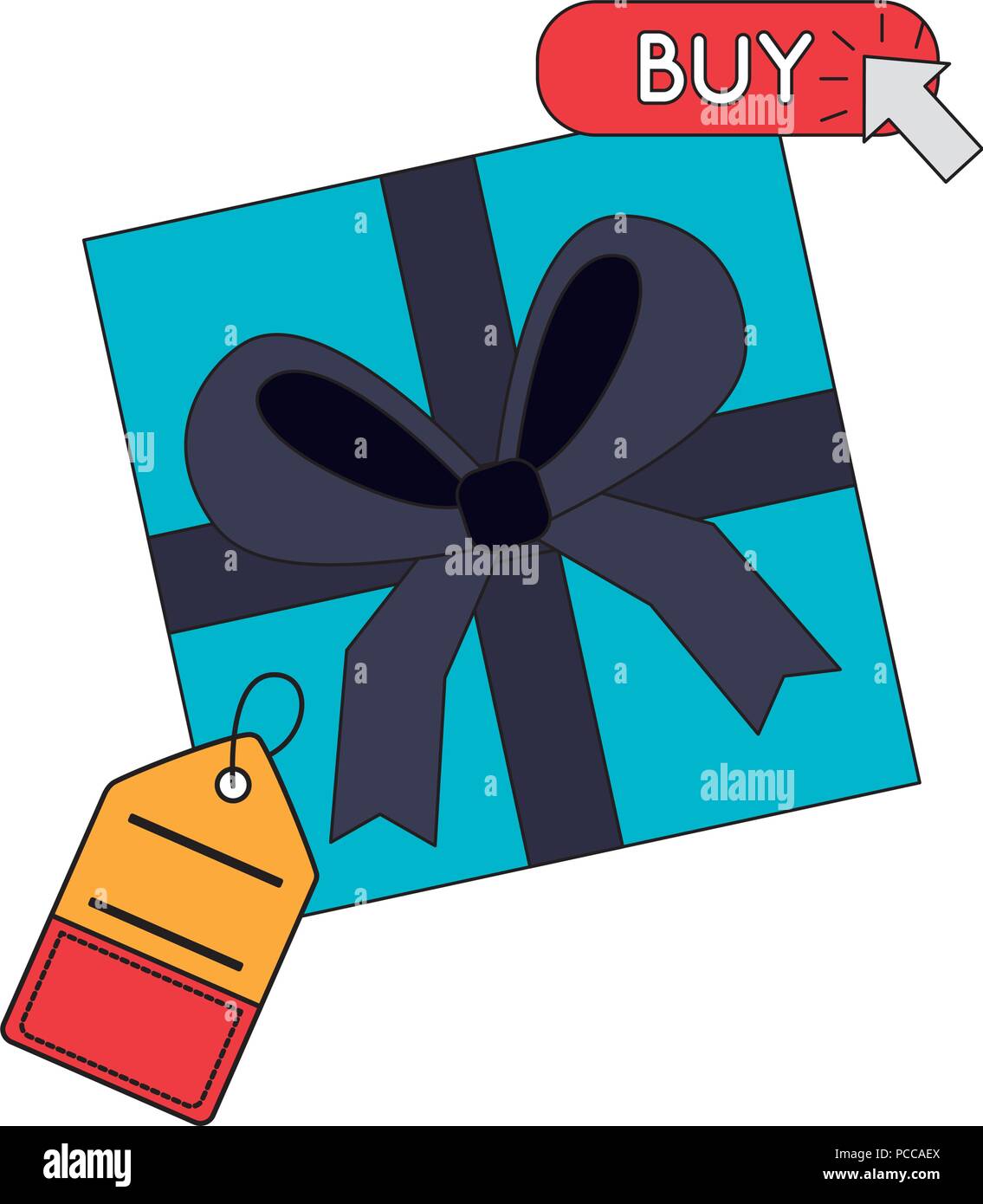 gift box price tag buy online vector illustration Stock Vector Image ...