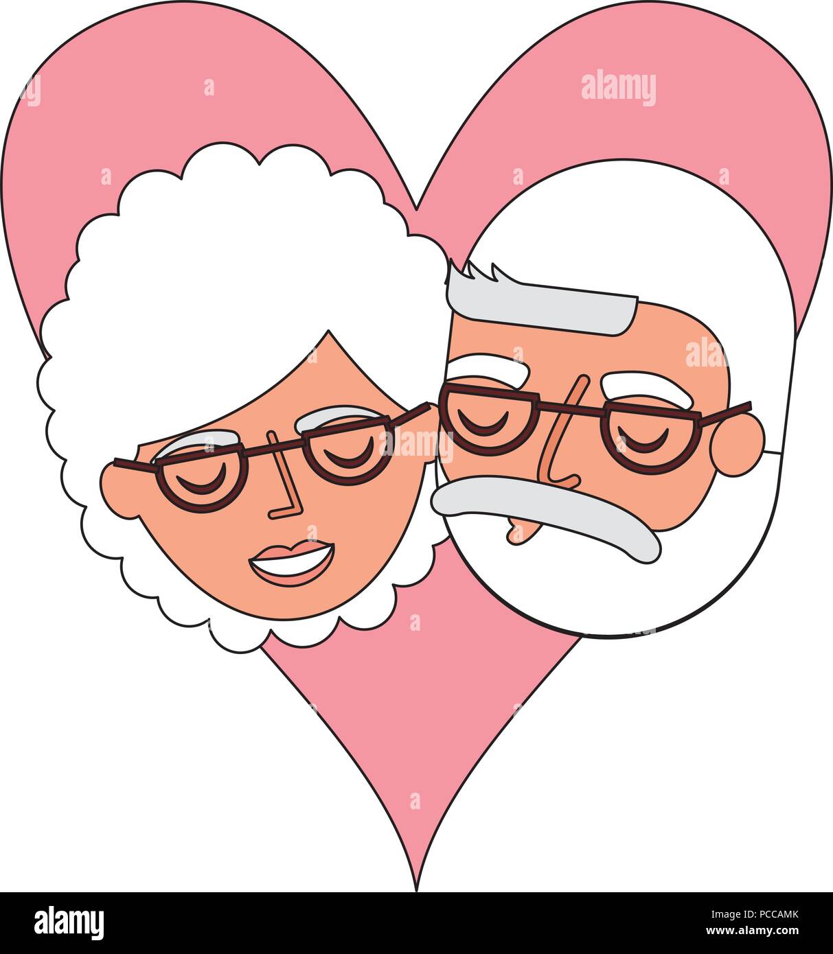 grandparents faces in love heart vector illustration Stock Vector Image ...