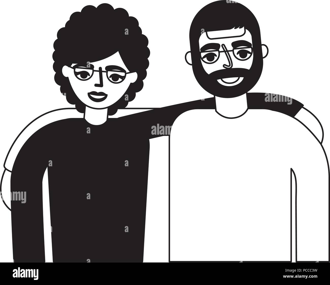 happy grandparents hugging portrait characters vector illustration ...