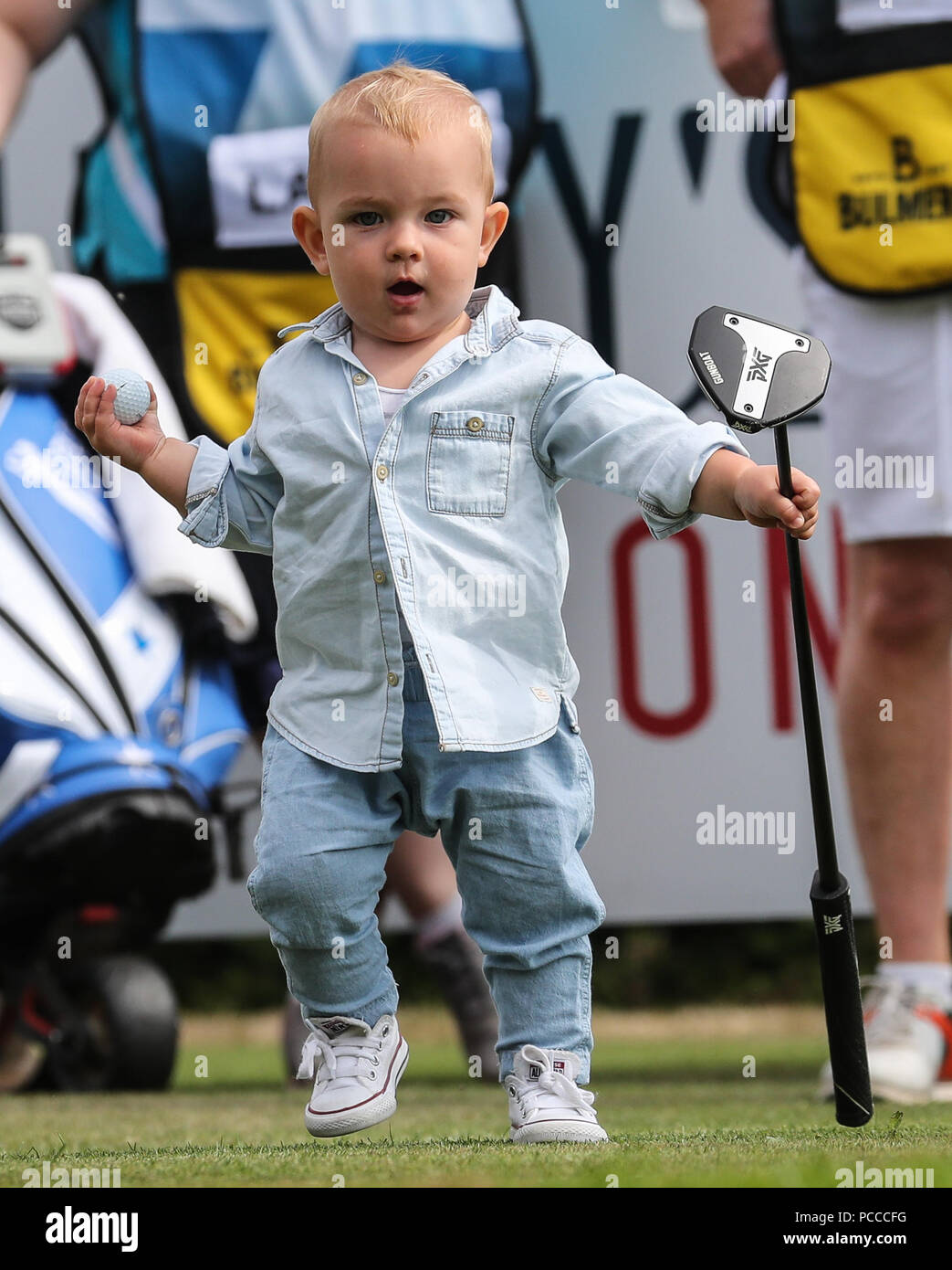 Ronan Keating plays in the Celebrity Cup, watched by his wife Storm and ...