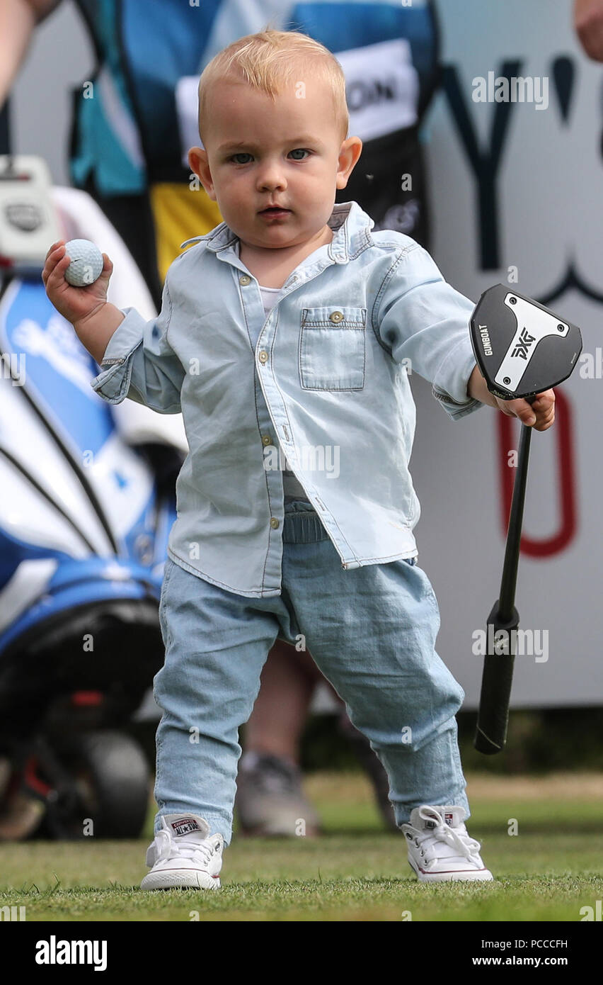 Ronan Keating plays in the Celebrity Cup, watched by his wife Storm and ...