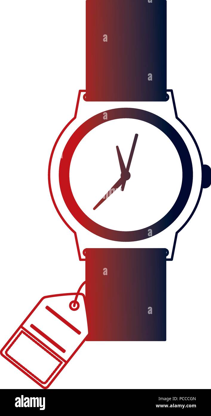 wrist watch accessory price tag buy online vector illustration neon ...