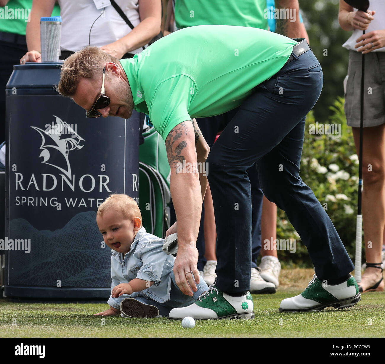 Ronan Keating plays in the Celebrity Cup, watched by his wife Storm and ...