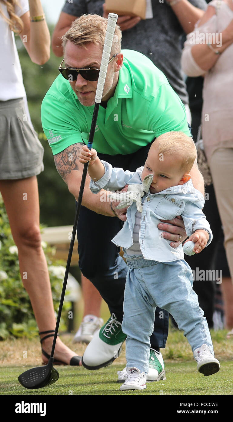 Ronan Keating plays in the Celebrity Cup, watched by his wife Storm and ...
