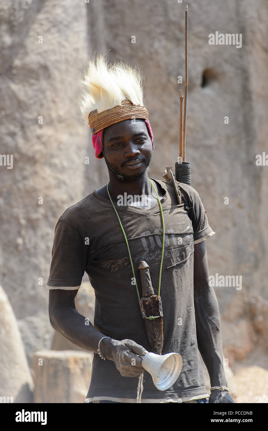 TAMBERMA VIL., TOGO - JAN 13, 2017: Unidentified Tammari man dressed ...