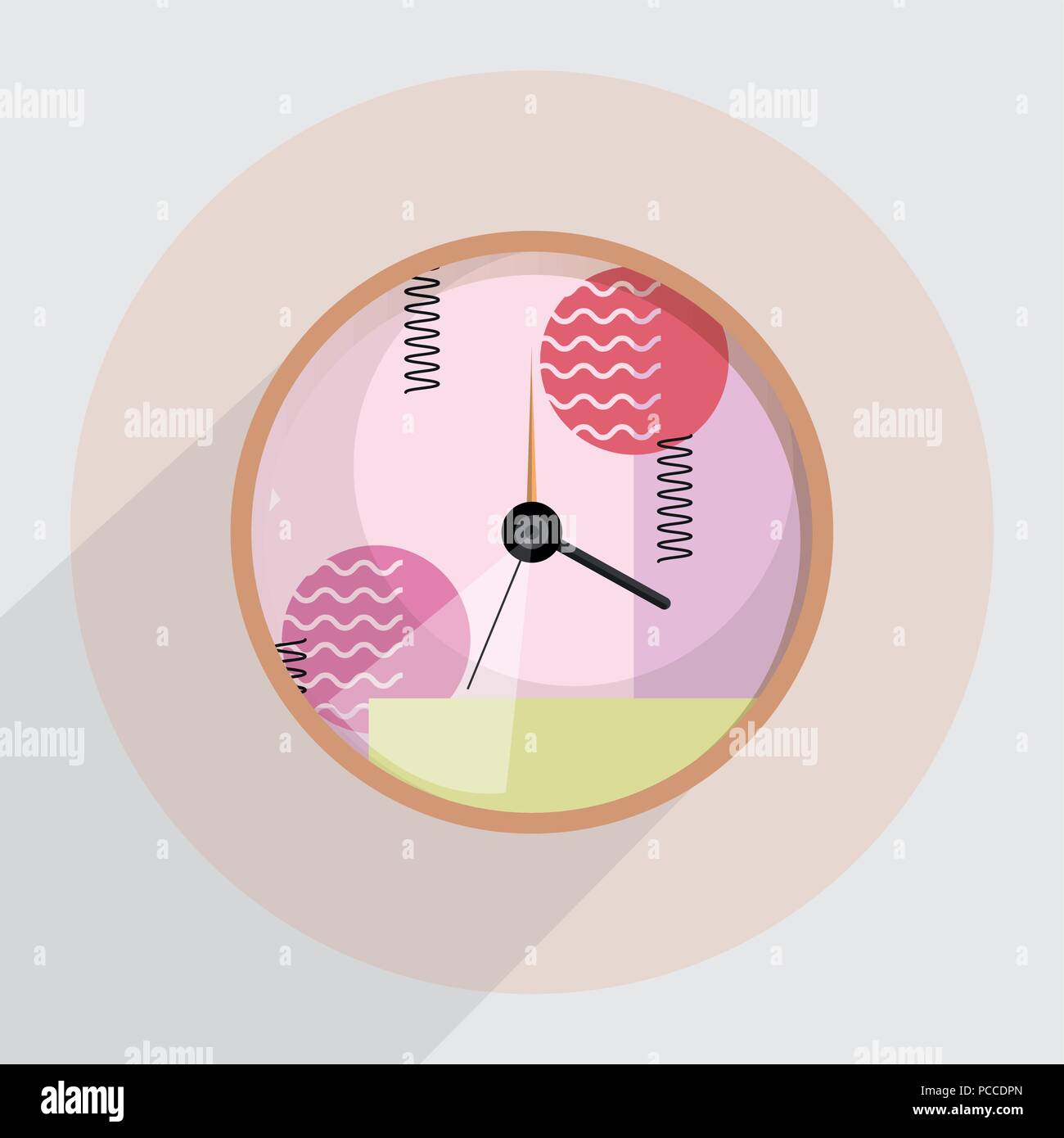 modern clock with memphis design over white background, colorful design ...