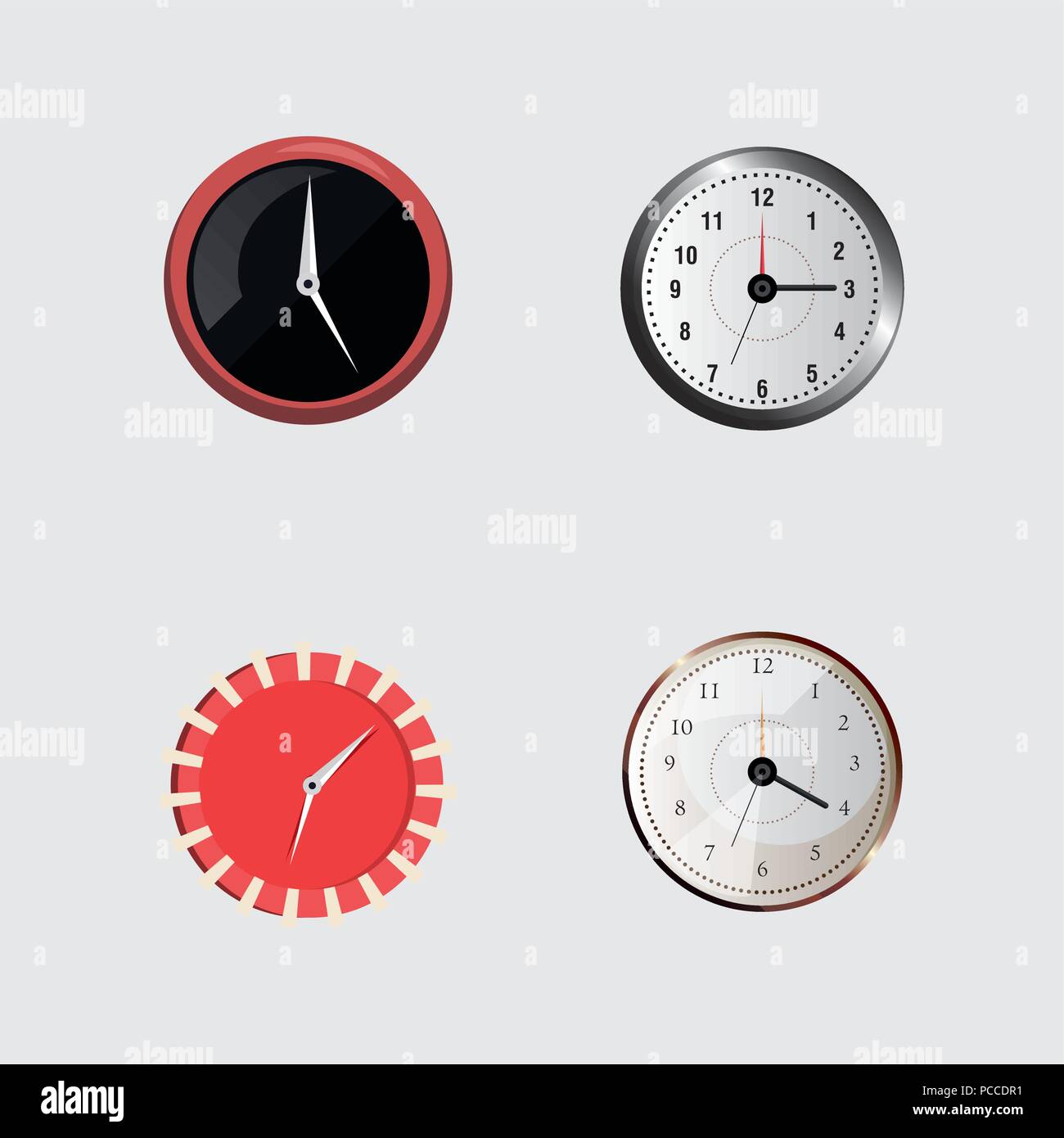 icon set of modern clocks over white background, colorful design ...