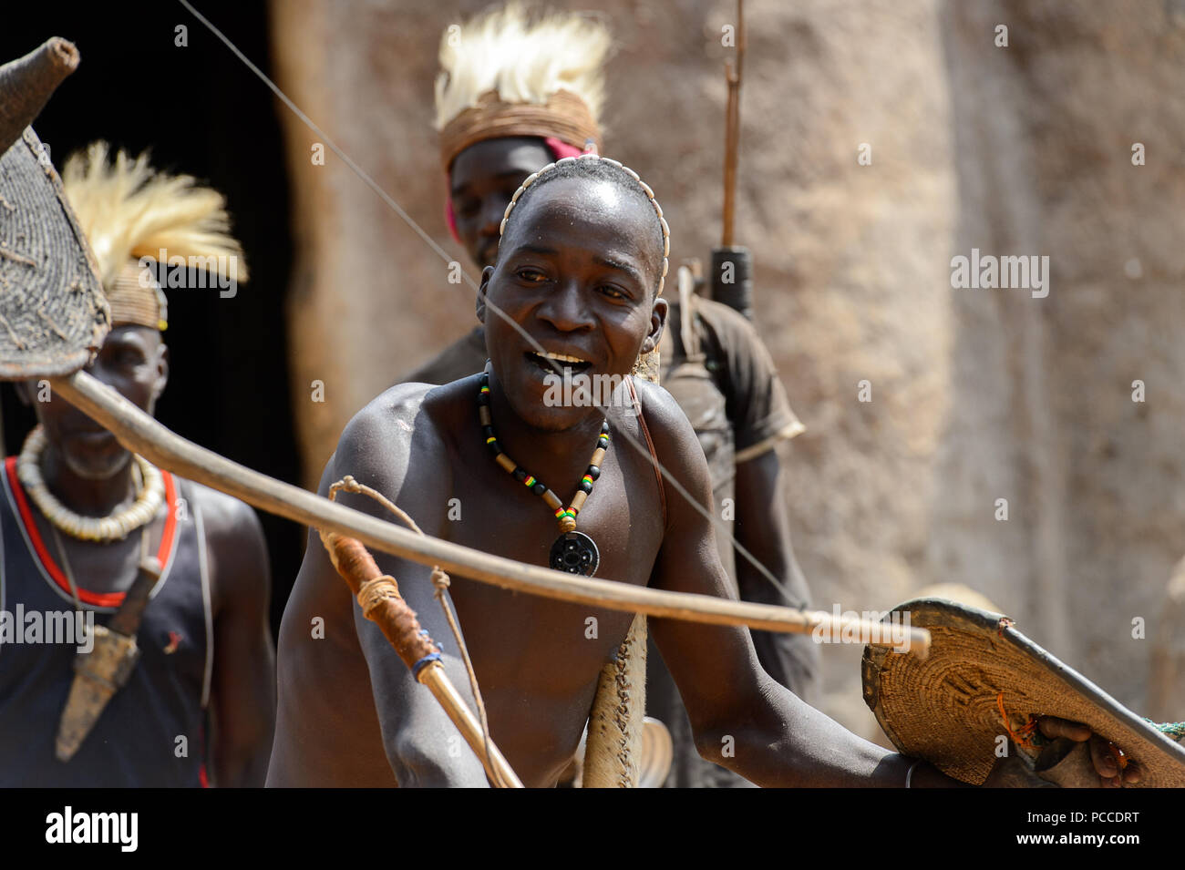 TAMBERMA VIL., TOGO - JAN 13, 2017: Unidentified Tammari man dressed ...