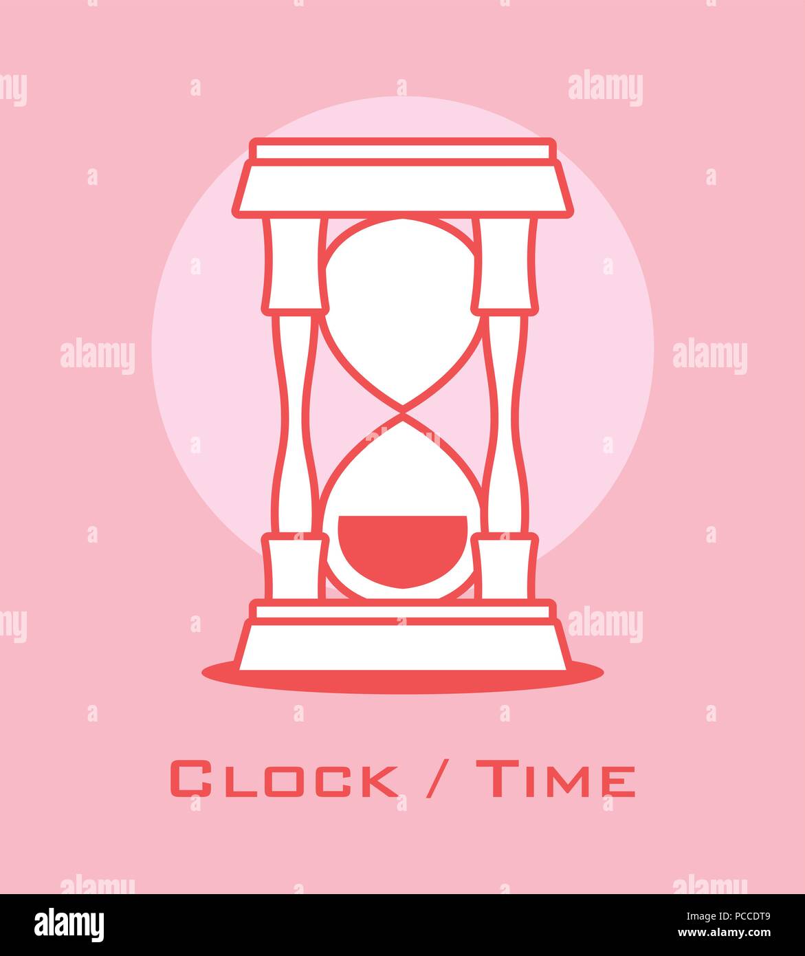 hourglass clock icon over pink background, colorful line design. vector ...