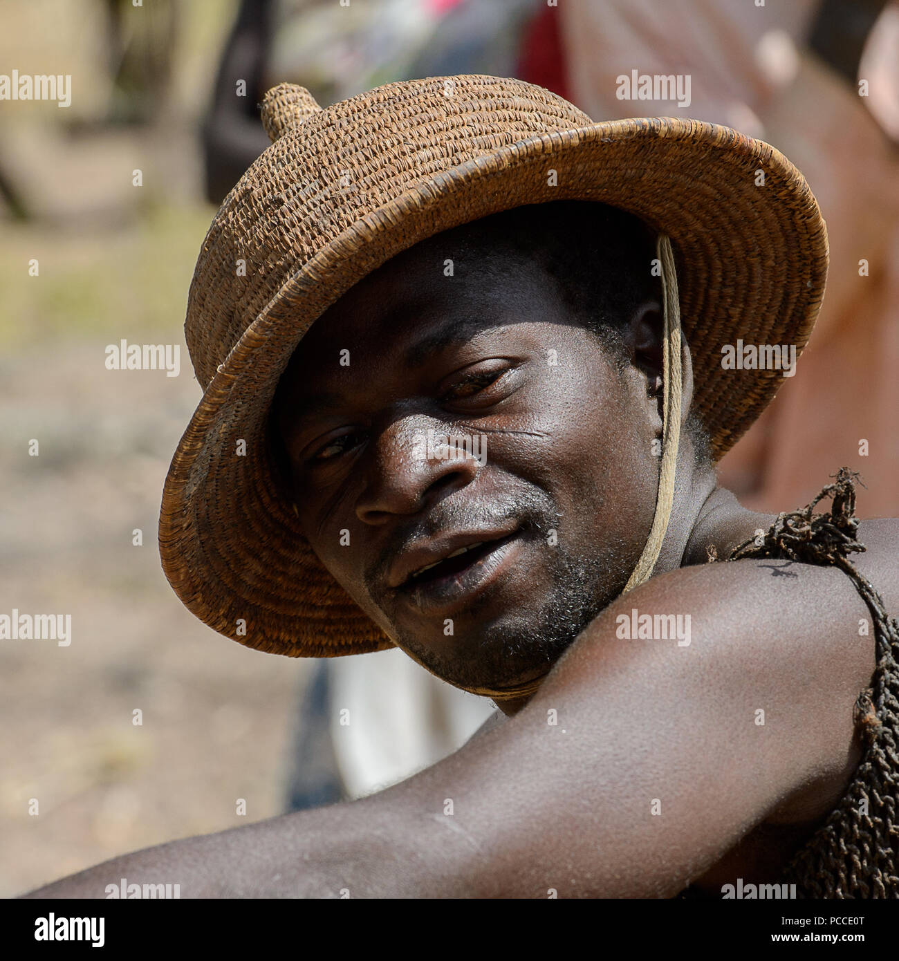 TAMBERMA VIL., TOGO - JAN 13, 2017: Unidentified Tammari man dressed ...