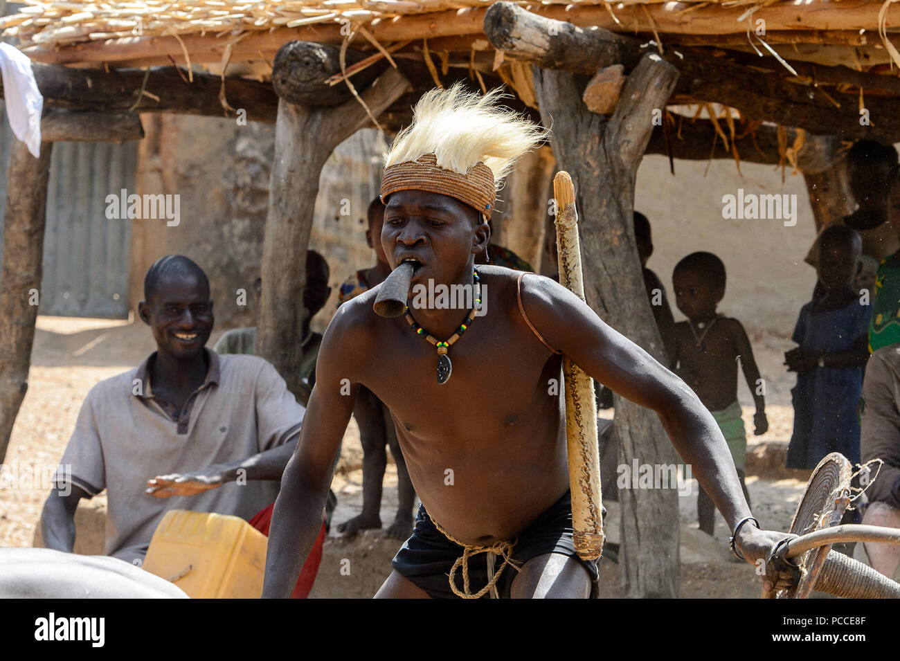 TAMBERMA VIL., TOGO - JAN 13, 2017: Unidentified Tammari man dressed ...