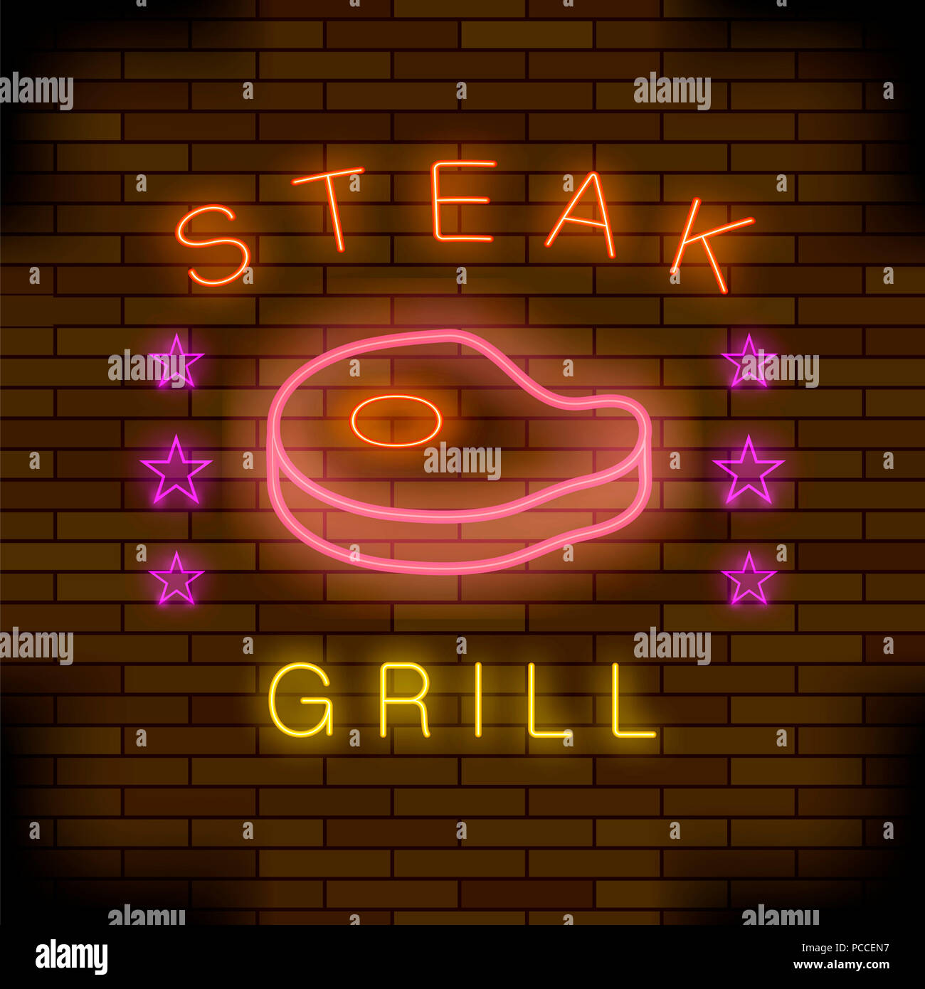 Steak House Neon Colorful Sign Stock Photo - Alamy