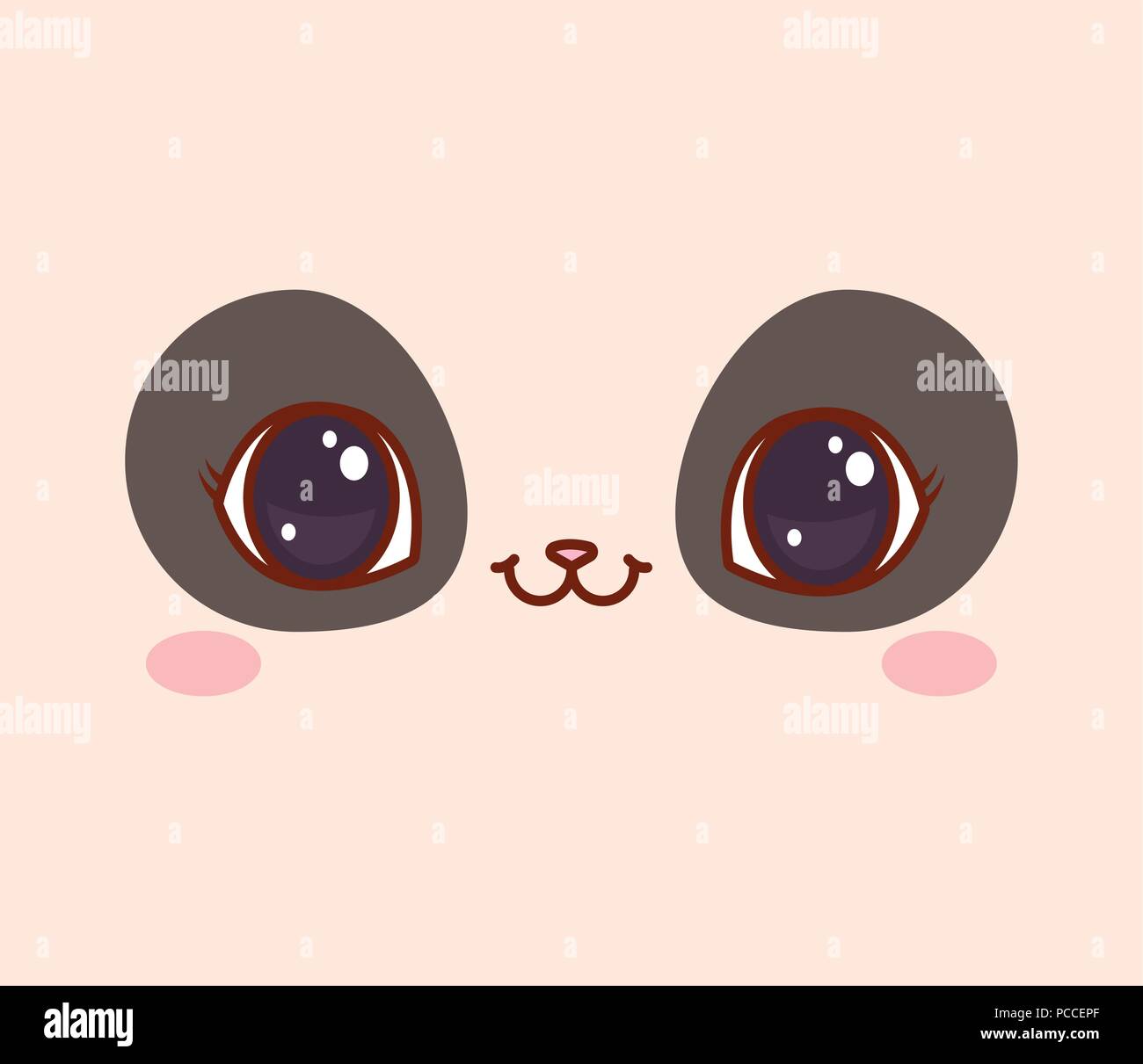 kawaii panda bear eyes design over pink background, colorful design ...