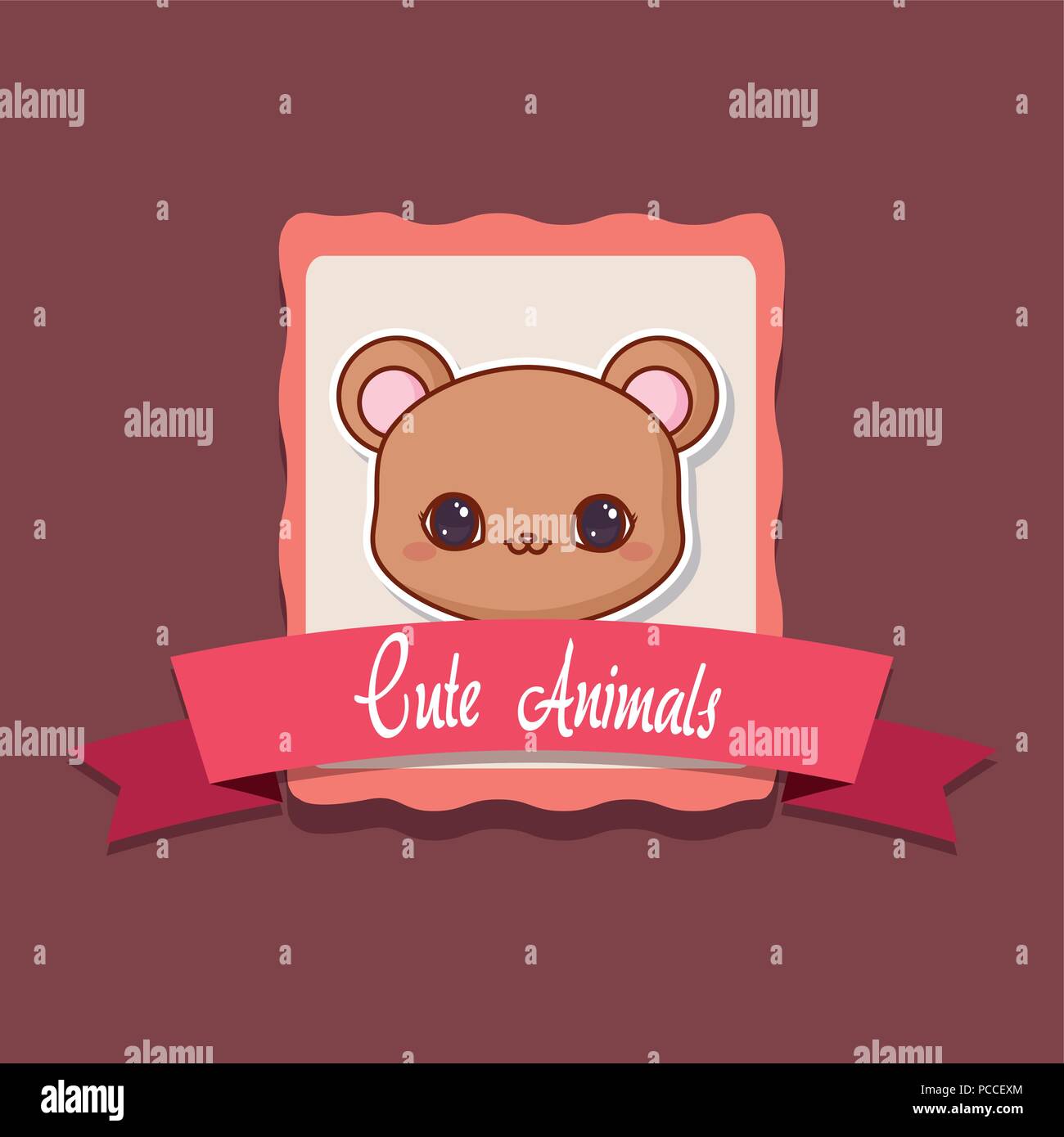 cute animals emblem with decorative ribbon and squirrel icon. colorful ...