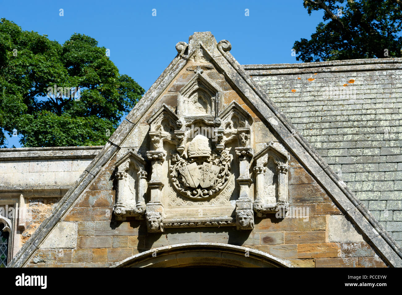 South face detail, St. Michael`s Church, Haselbech, Northamptonshire ...