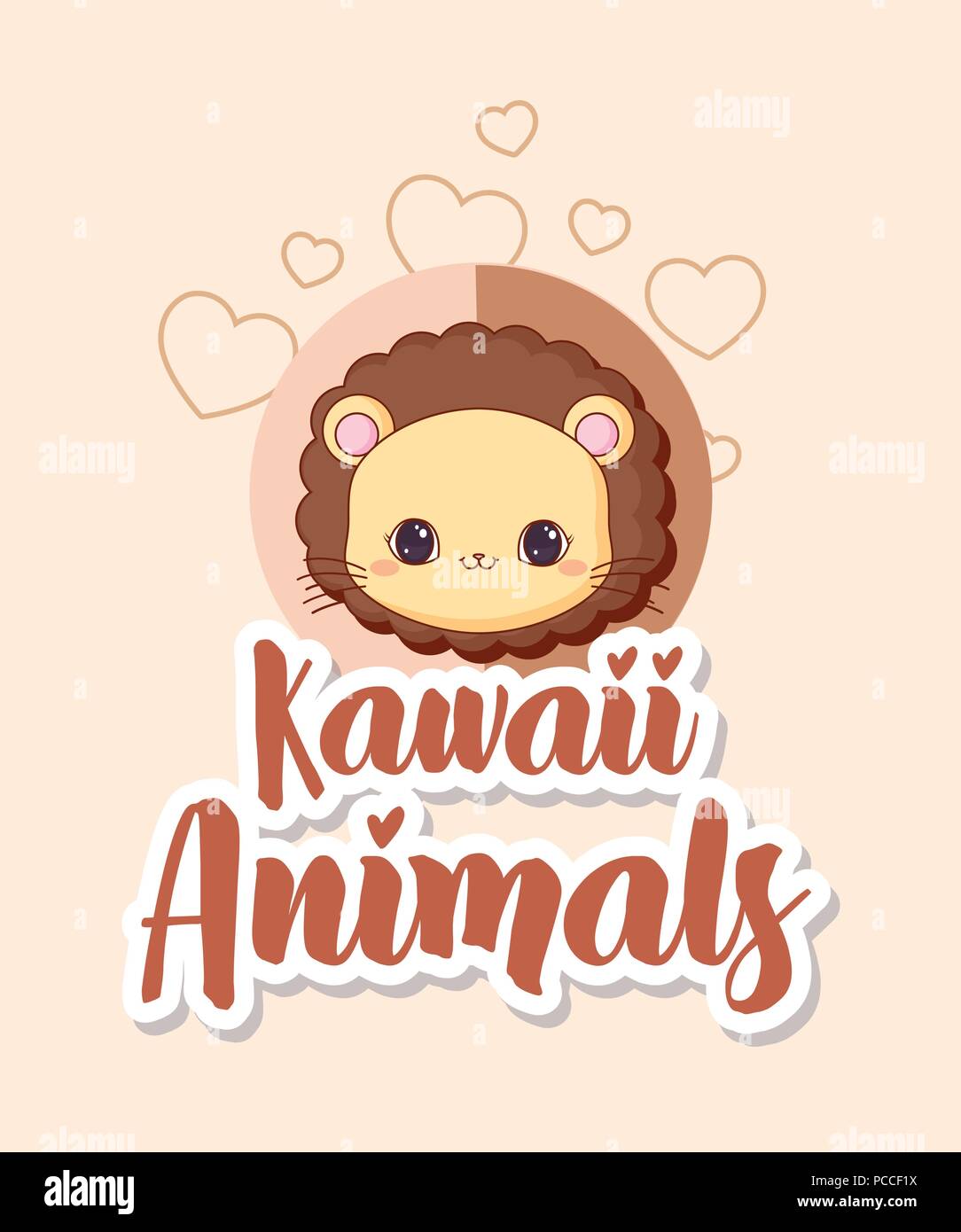 Kawaii lion icon over white background, colorful design. vector ...