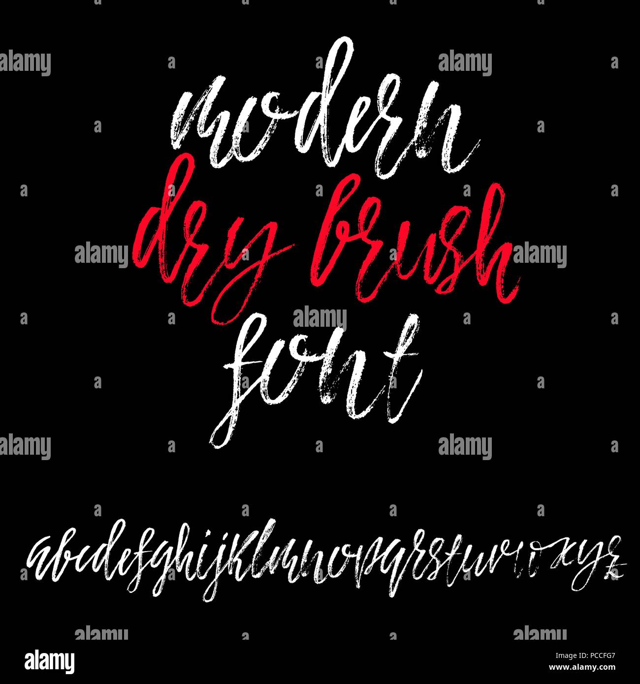 Hand drawn dry brush lettering. Grunge style alphabet. Handwritten font ...