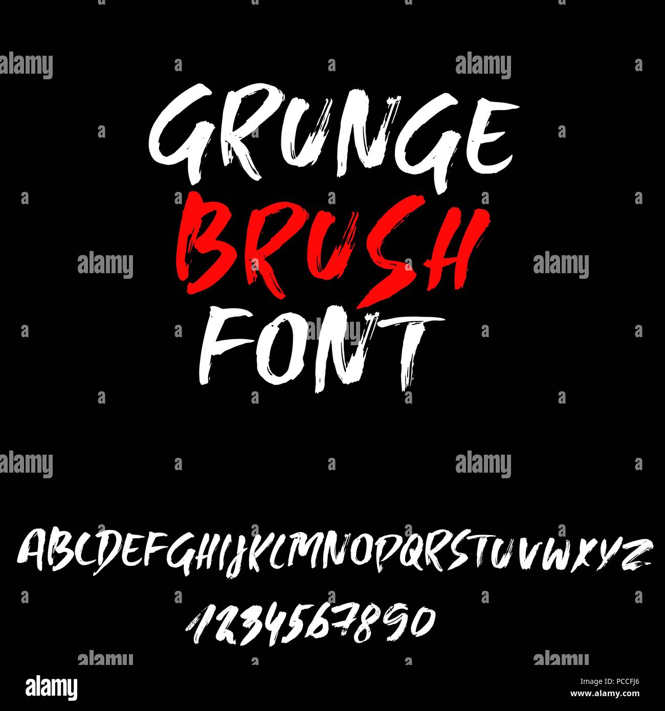 Hand drawn dry brush lettering. Grunge style alphabet. Handwritten font ...