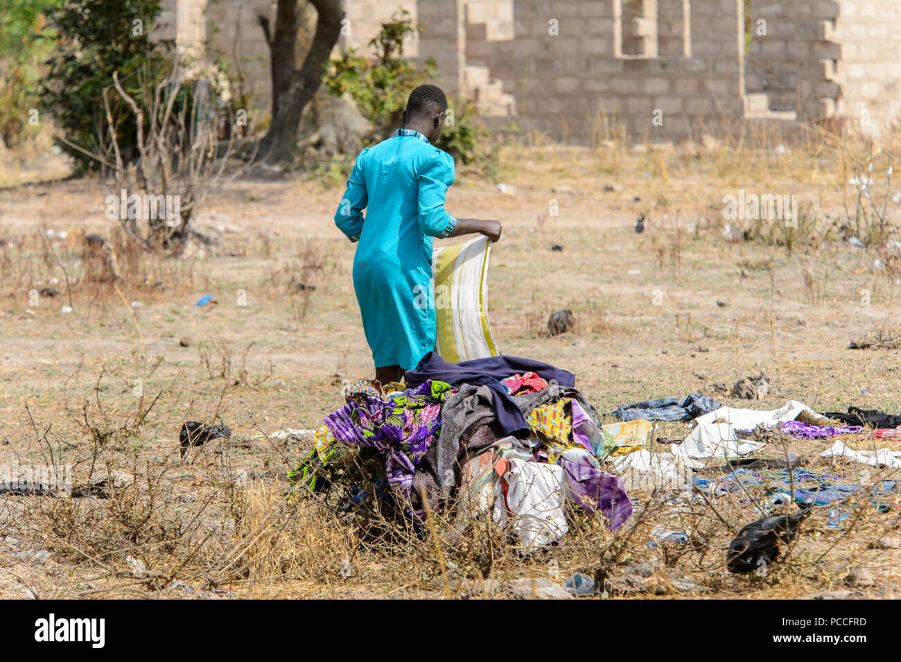 TECHIMAN, GHANA - JAN 15, 2017: Unidentified Ghanaian girl in a blue ...