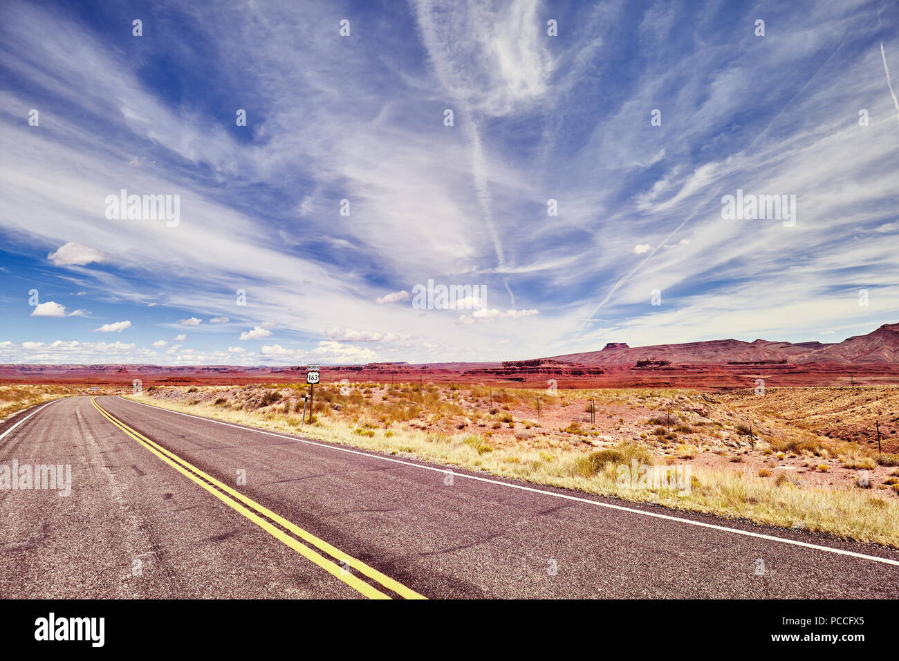 U.S. Route 163, scenic deserted road, travel concept, USA Stock Photo ...