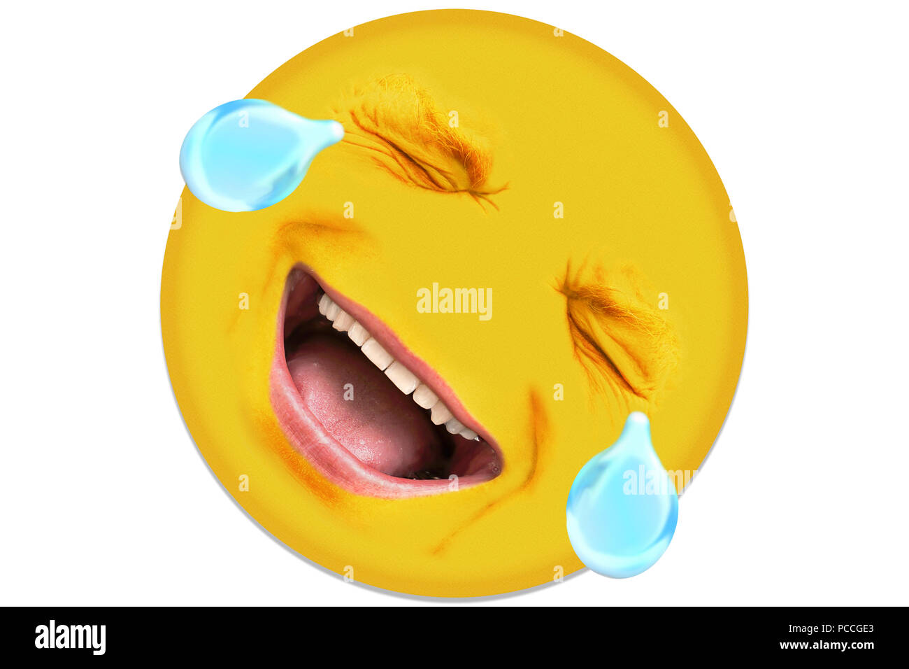 A man in his mid 40s laughs. The facial features have a lot of facial ...