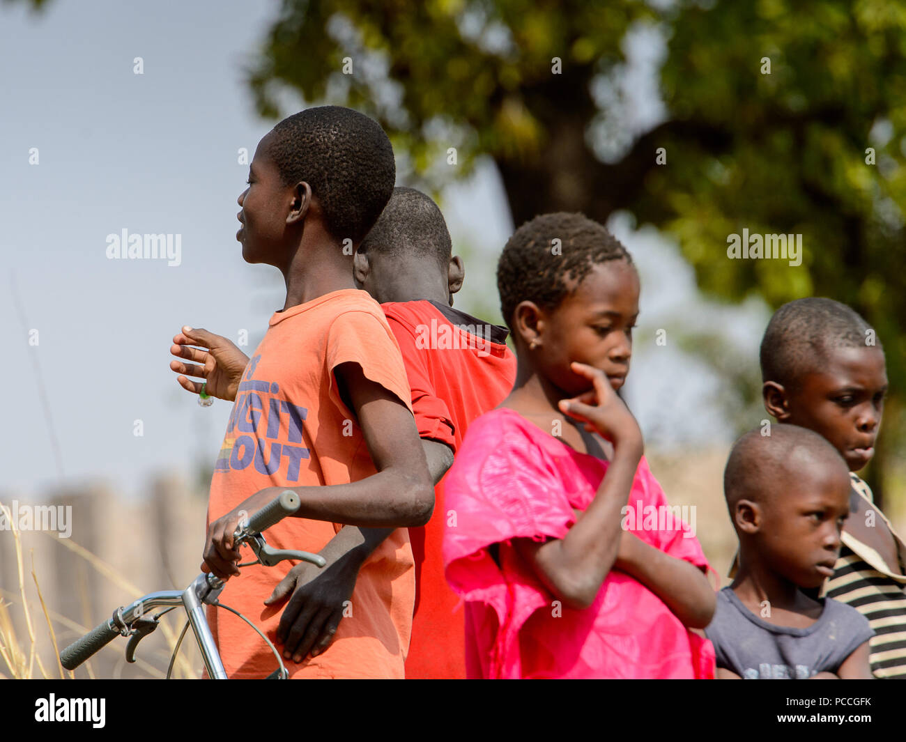 TECHIMAN, GHANA - JAN 15, 2017: Unidentified Ghanaian children in a ...