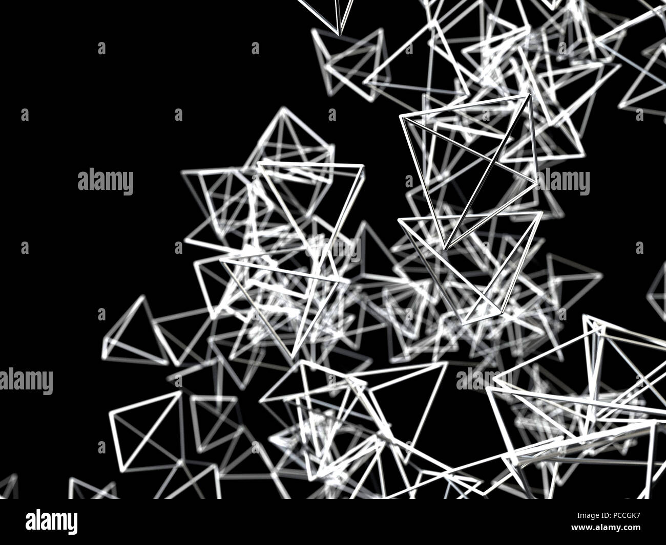 Abstract metallic triangular particles on black background Stock Photo ...