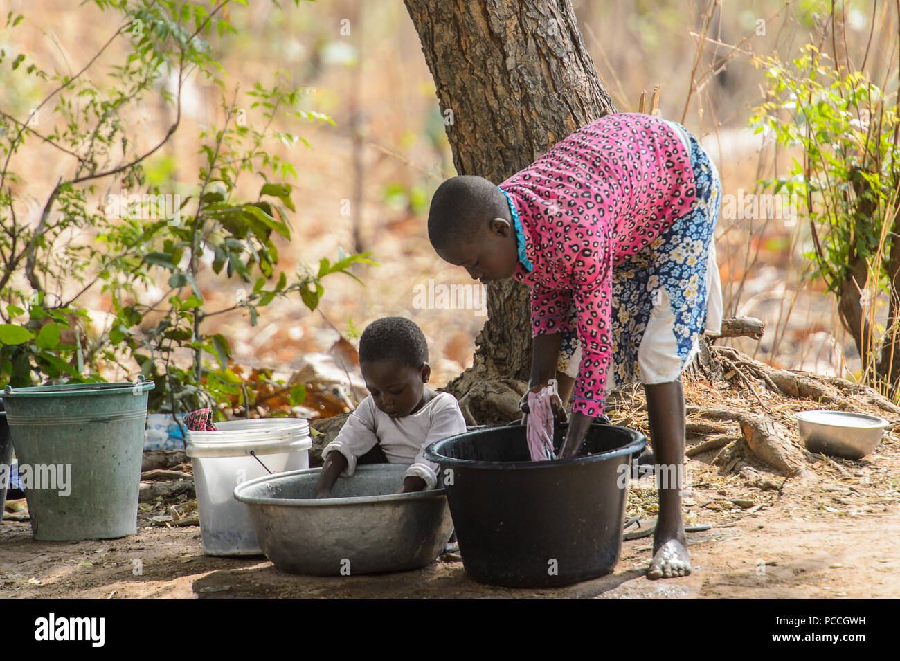 TECHIMAN, GHANA - JAN 15, 2017: Unidentified Ghanaian mother and ...