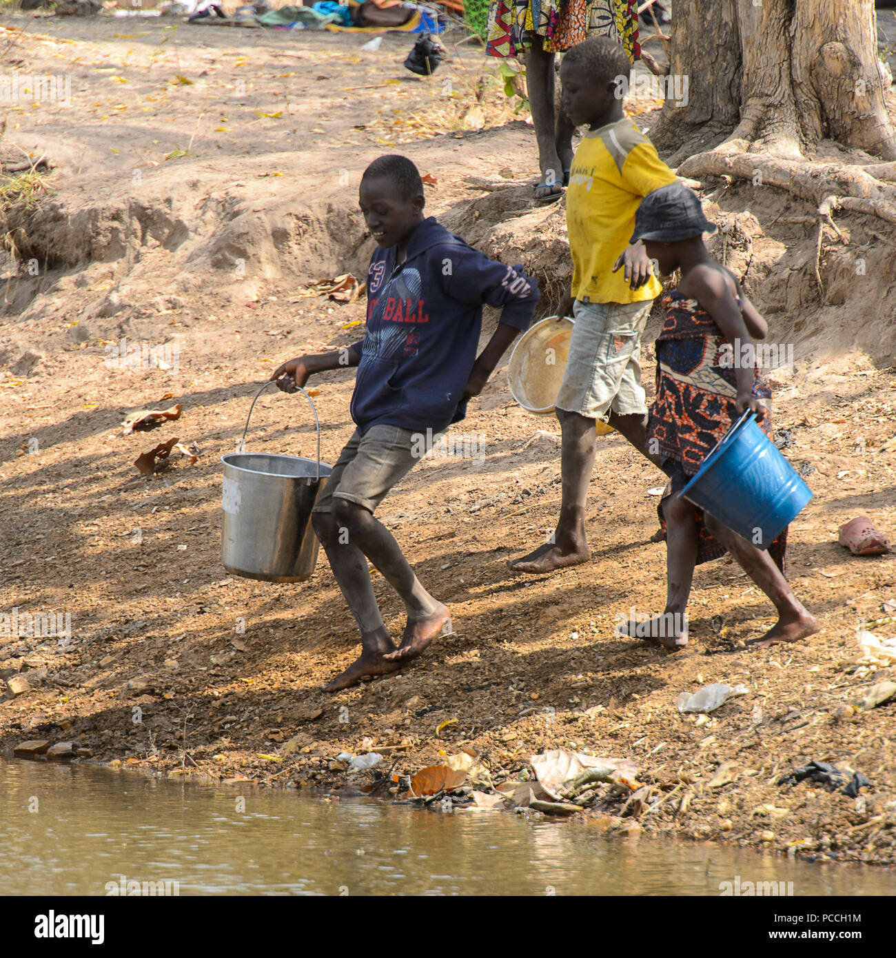 TECHIMAN, GHANA - JAN 15, 2017: Unidentified Ghanaian boy and girl with ...