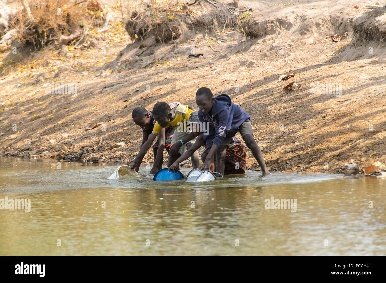 TECHIMAN, GHANA - JAN 15, 2017: Unidentified Ghanaian children get ...
