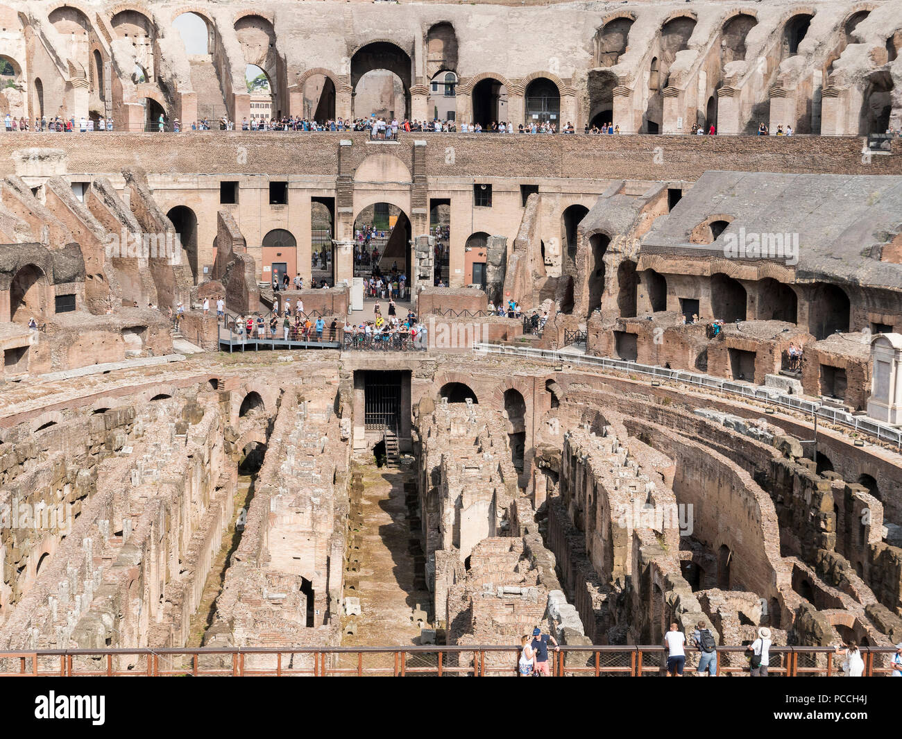 People crowd the center and arena of the Colosseum, Rome, Italy Stock ...