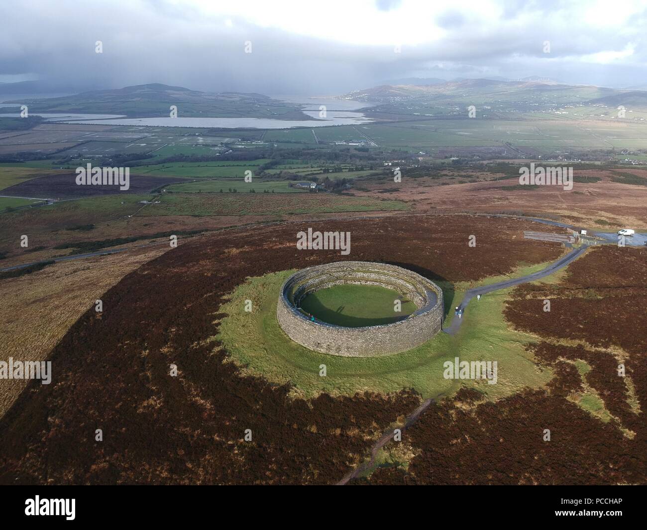 Irisch largest ring fort, on a beautiful winter day with endless view ...