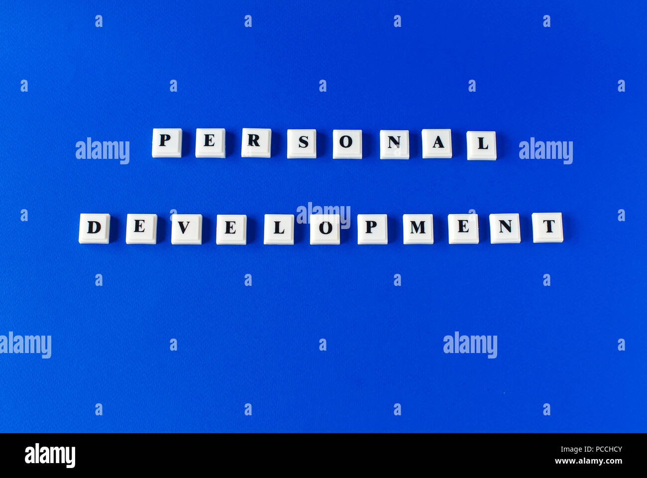 Personal development. Business. Isolated text written on blue ...