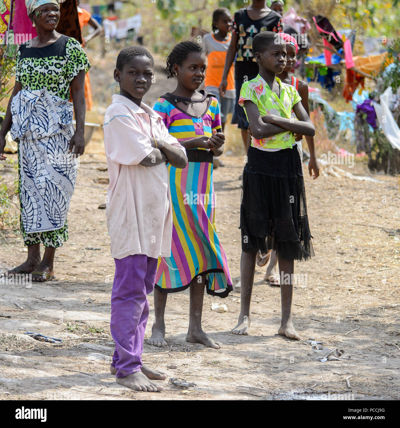 TECHIMAN, GHANA - JAN 15, 2017: Unidentified Ghanaian children on the ...